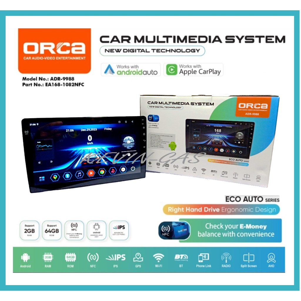 Jual HEAD UNIT ANDROID ADR-9988 ORCA ECO AUTO NFC RAM 2GB + ROM 64GB ...