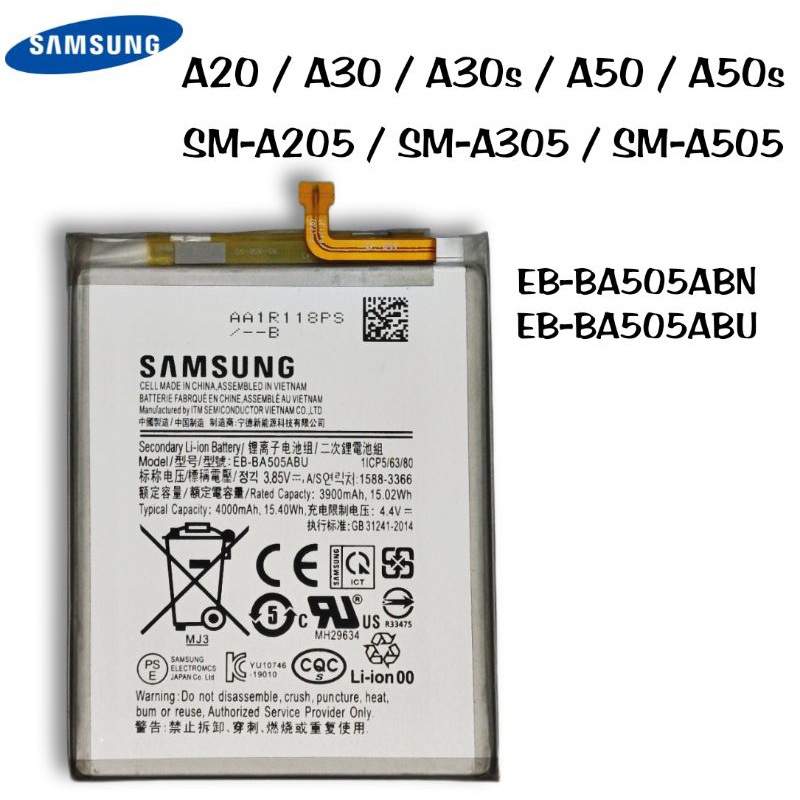 Jual Baterai Samsung A30S A305 A50 A505 A50S A30 A20 A205 EB-BA505ABN battery batre | Shopee ...