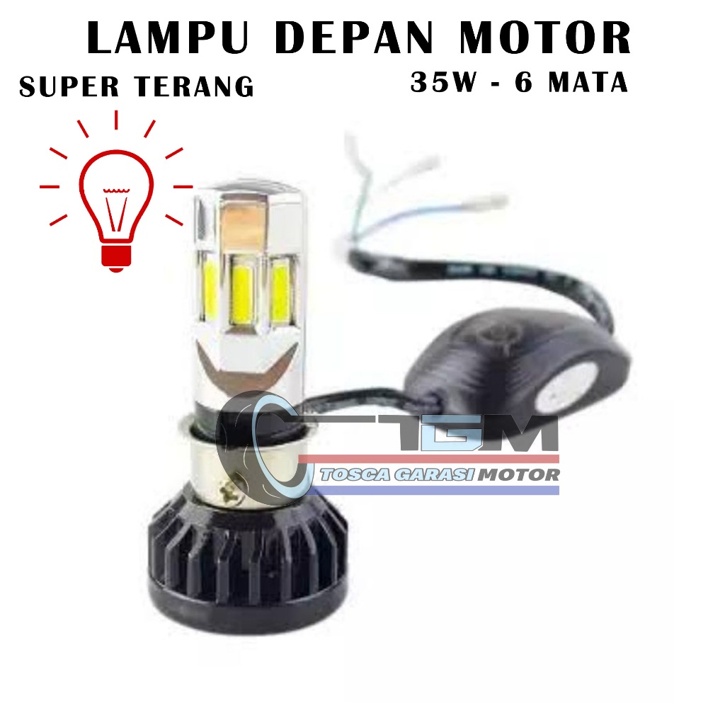 Jual LAMPU DEPAN MOTOR LED BOHLAM DEPAN MOTOR LED 35W 6 MATA LED KUALITAS TINGGI SUPER TERANG ...