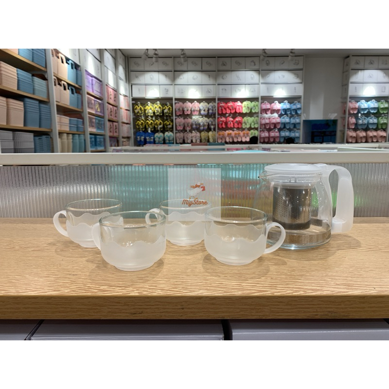 Jual MINISO Set Teko Teapot Sederhana Teh Ketel Kaca Dengan 4pcs Gelas ...