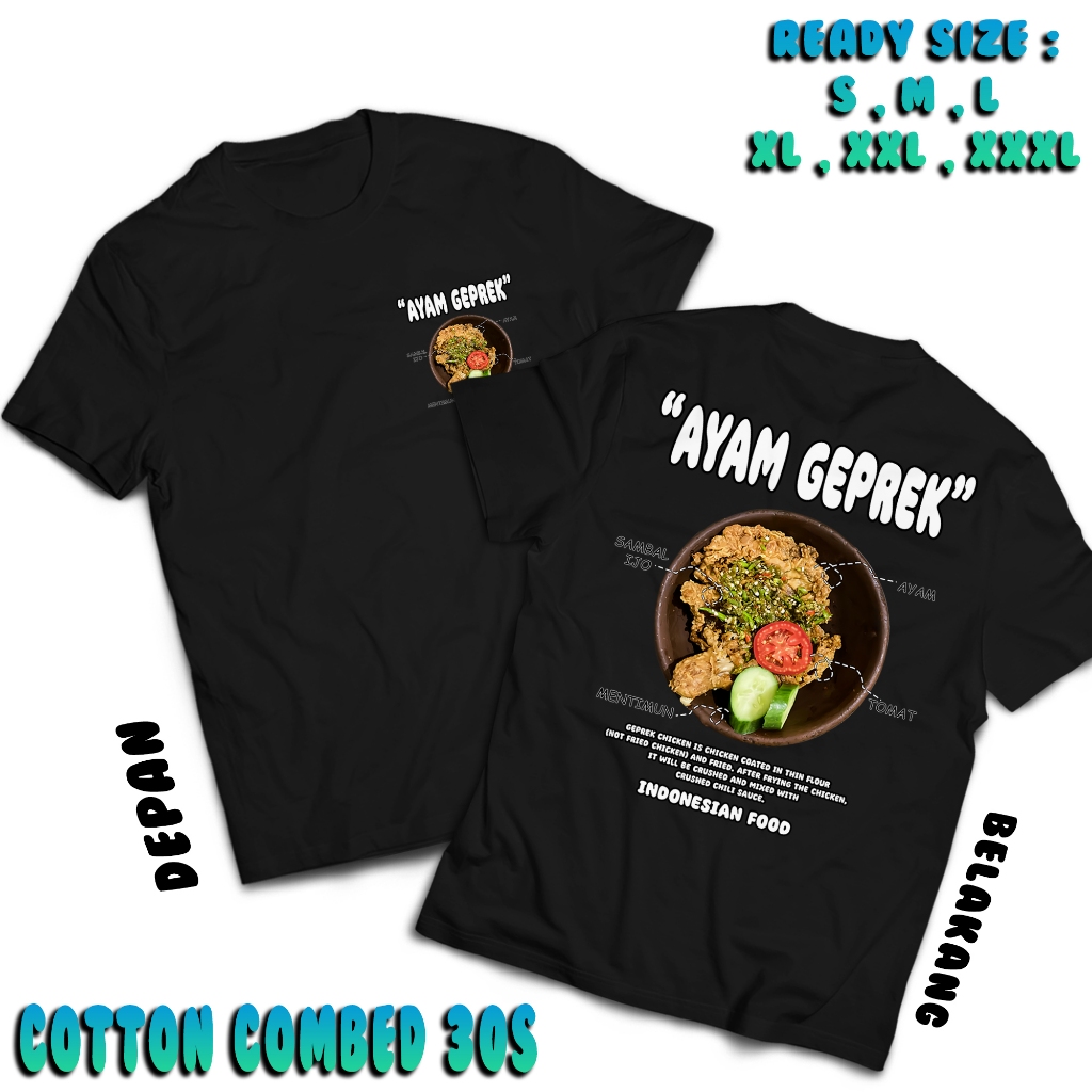 Jual Kaos Indonesia Local Food Series Ayam Geprek | Tshirt Culture Baju ...
