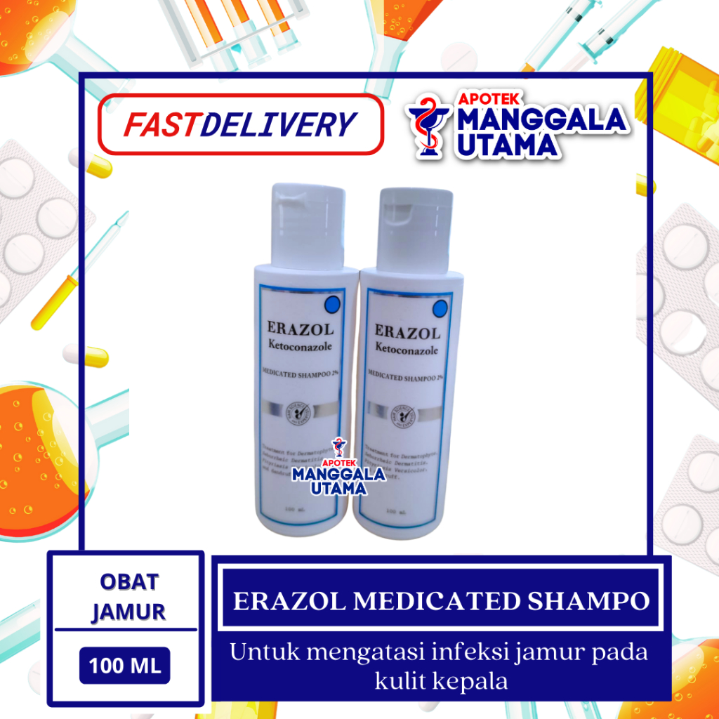 Jual ERAZOL MEDICATED SHAMPO 2% PER BOTOL ISI 100 ML | Shopee Indonesia