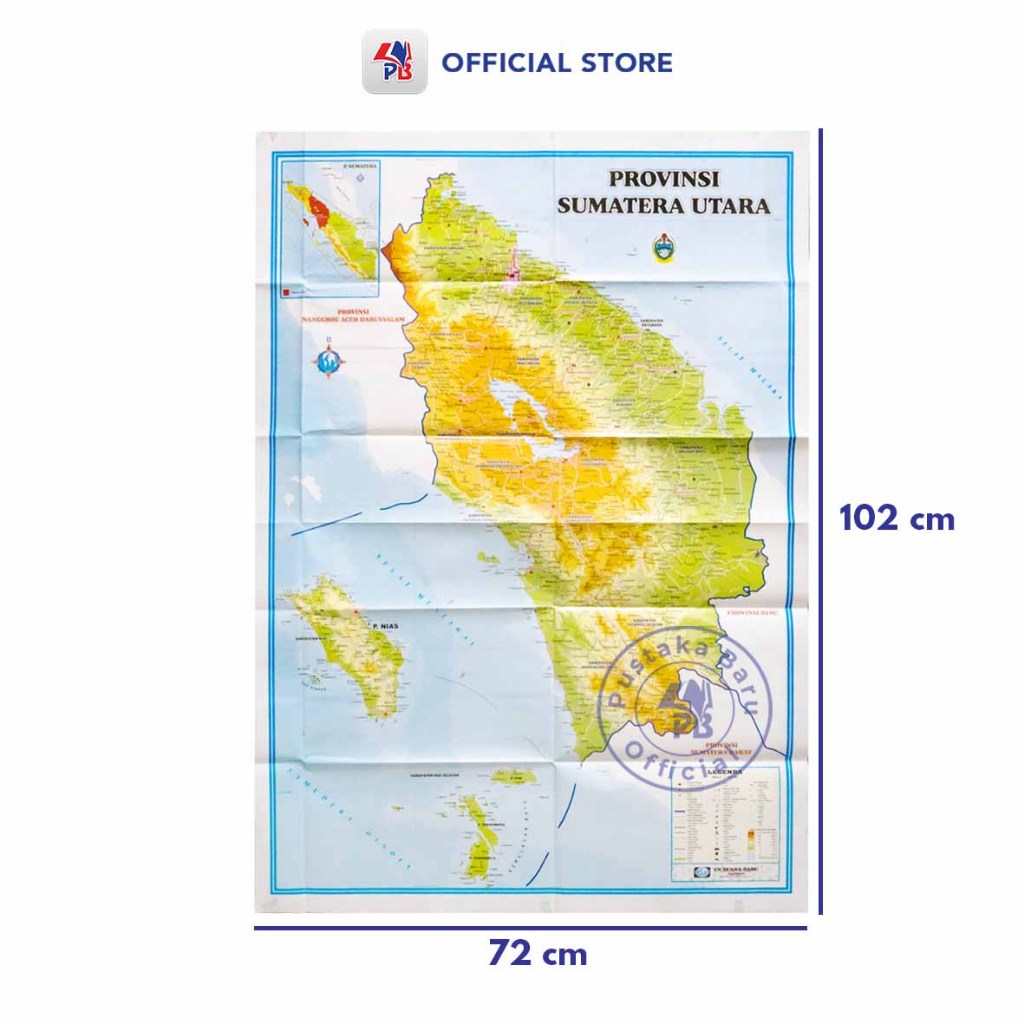 Jual Peta Provinsi Sumatera Utara / Peta Lipat Lembaran Provinsi ...
