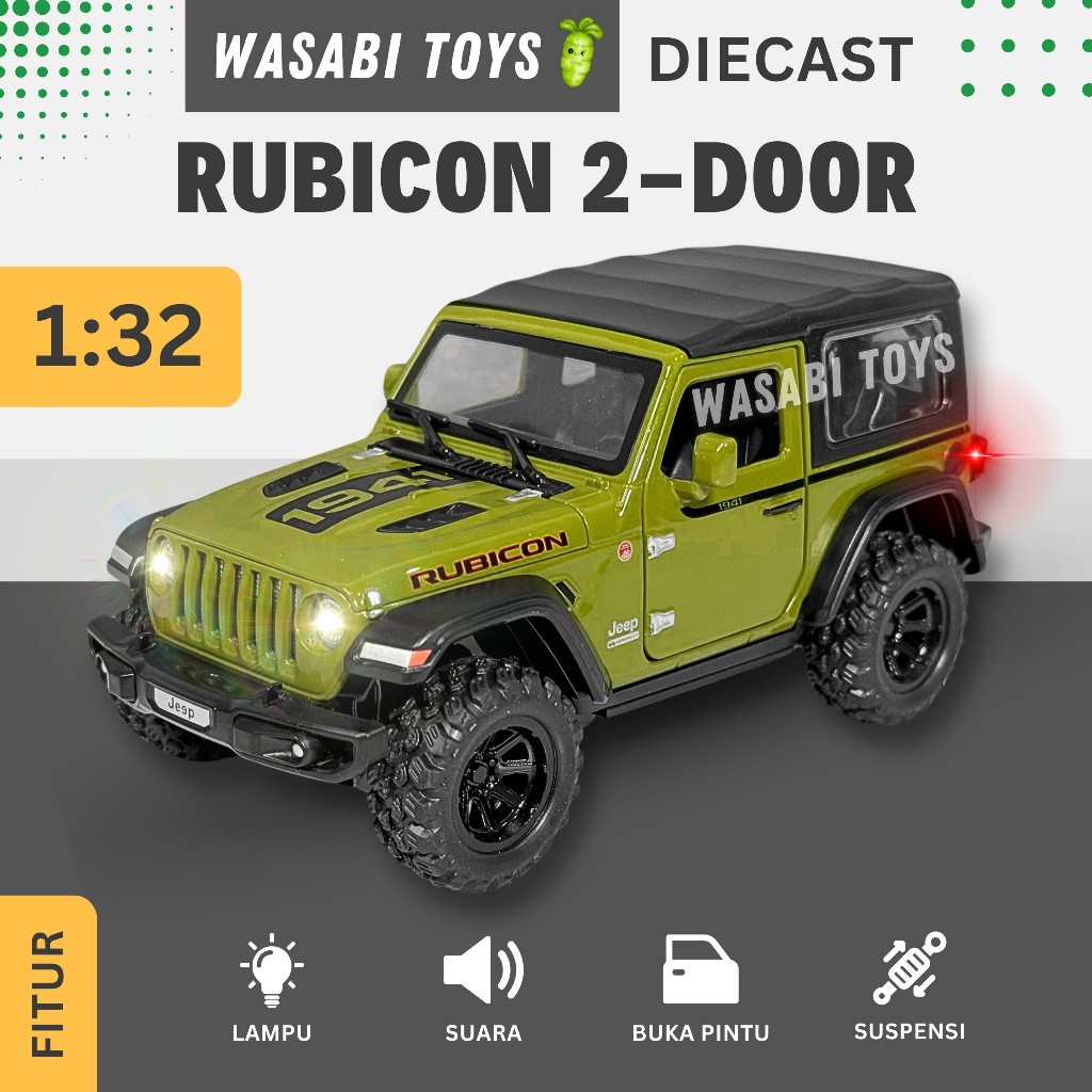 Jual Diecast 1:32 Rubicon 2 Door 2-Door (Dapat Alas Mobil, Fitur Lampu ...