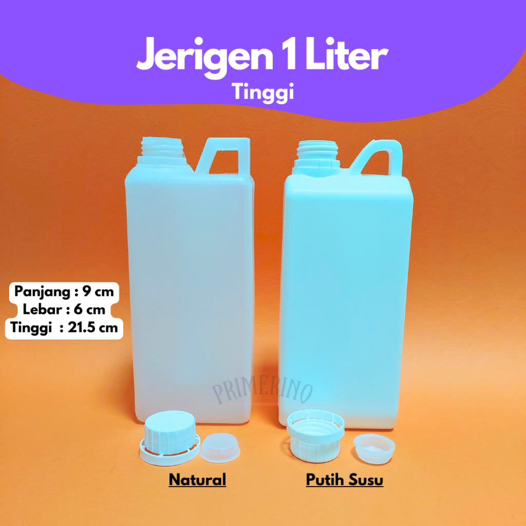 Jual Jerigen 1 Liter Kotak TINGGI Natural dan Putih Susu 1L HDPE ...