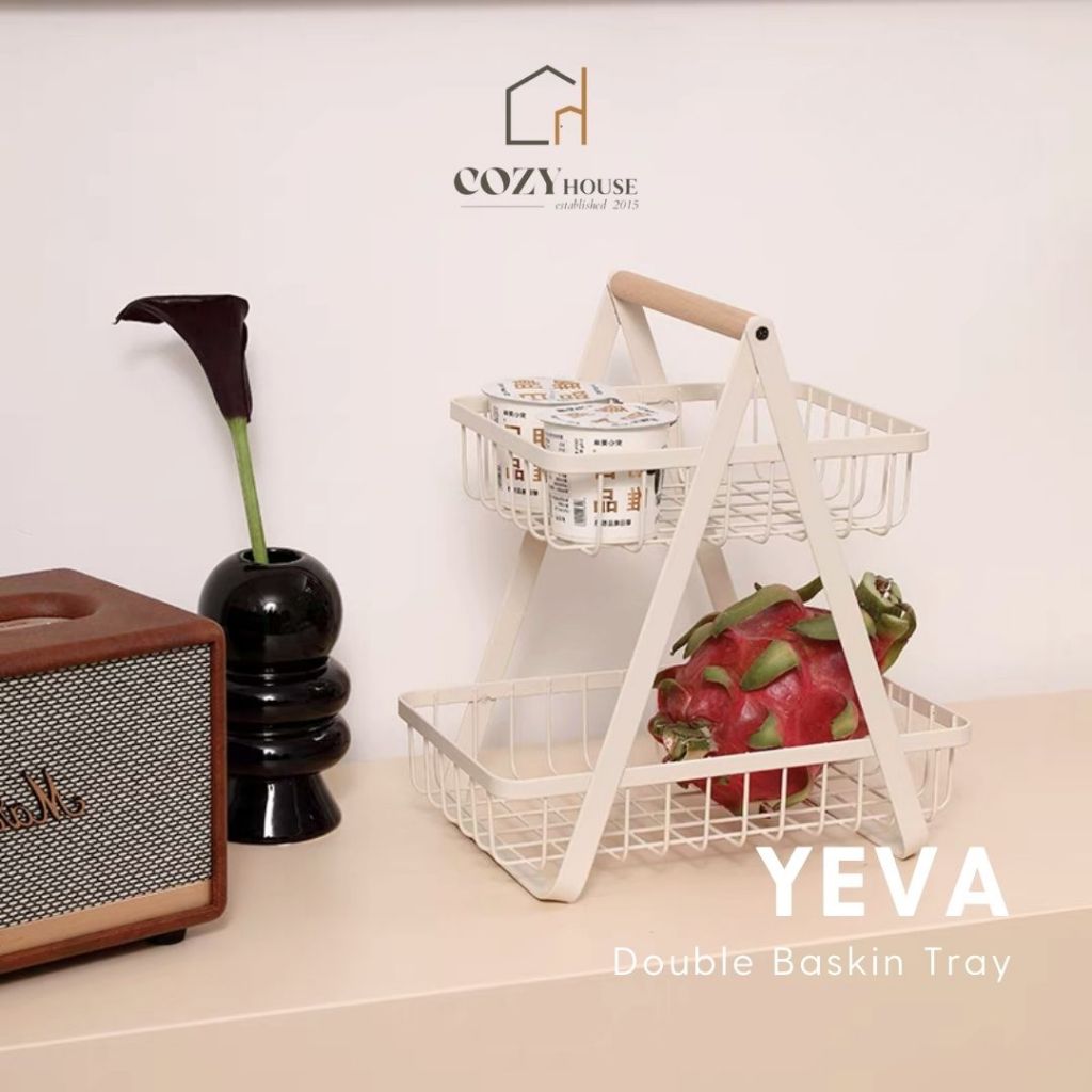 Jual COZYHOUSE YEVA Double Baskin Tray | Wadah Keranjang Besi Tingkat ...