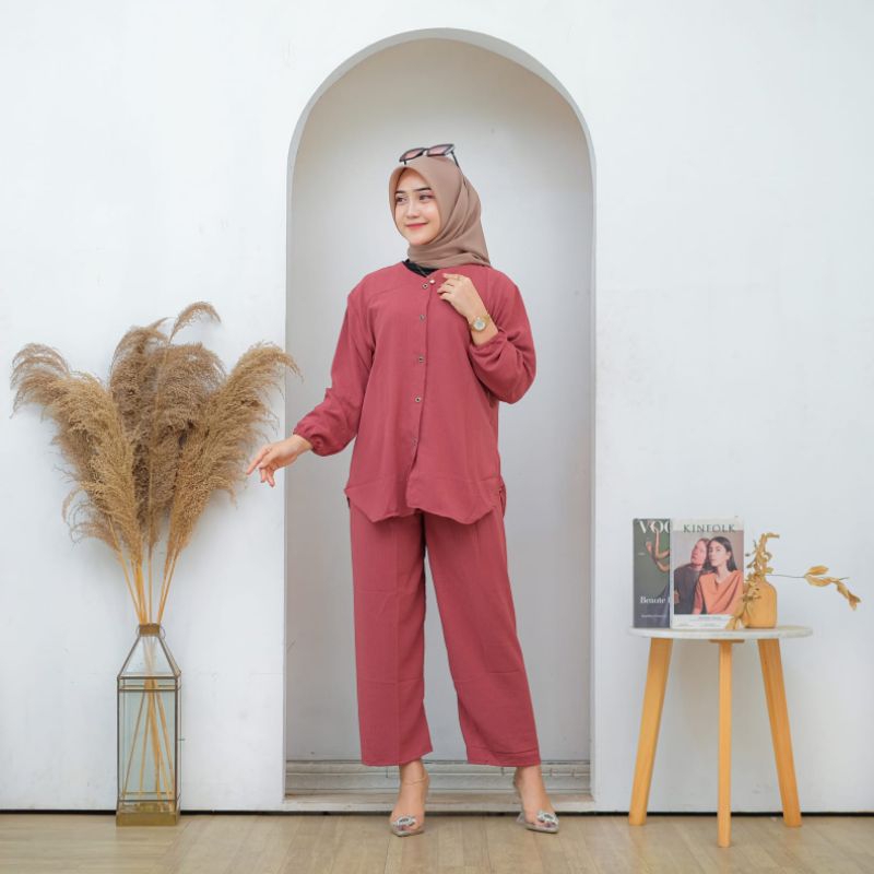 Jual Setelan wanita/one set wanita/setelan crinkle/one set kekinian/one ...