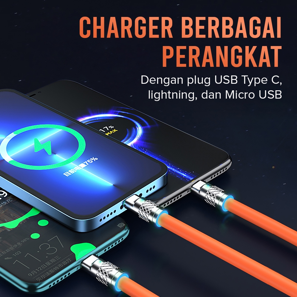 Jual KABEL CAS HP ANDROID IPHONE MICRO USB 3 in 1 FAST CHARGING 120 ...