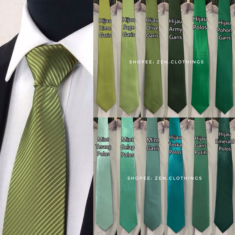 Jual Dasi Hijau Sage Olive Ijo Tua Army Emerald Dasi Warna Hijau Botol ...