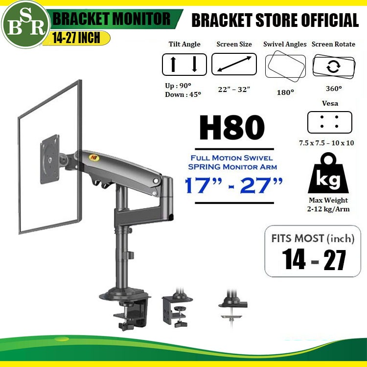 Jual Bracket monitor/Bracket monitor jepit meja/Brecket monitor 17-27 ...