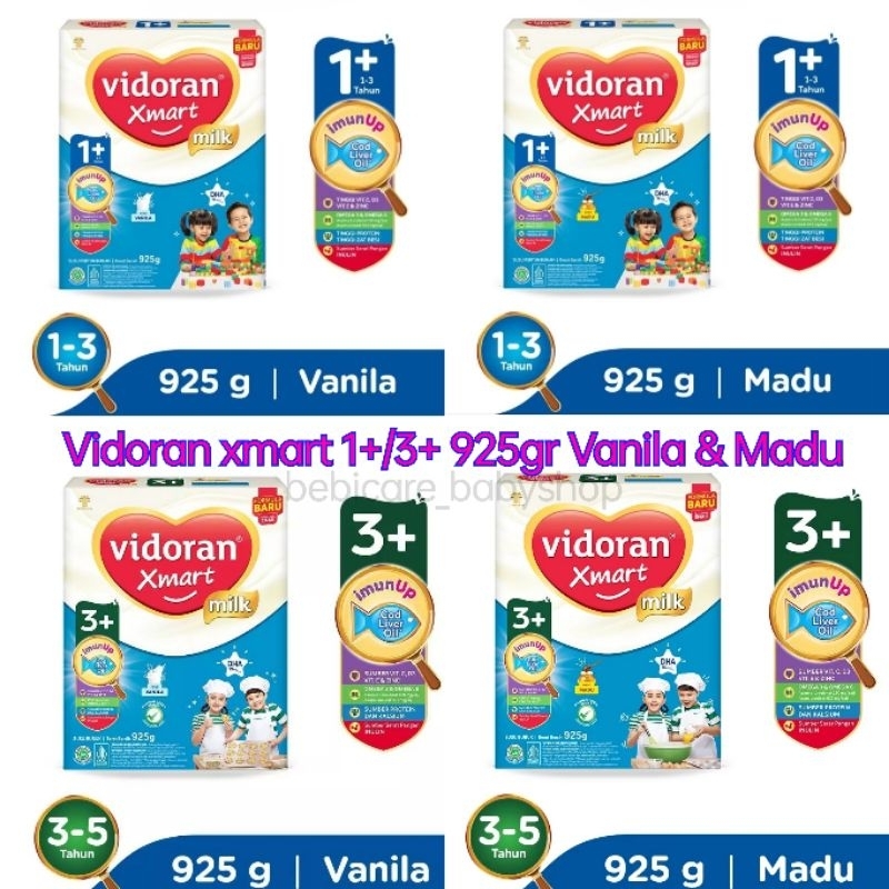 Jual Vidoran xmart 1+/3+ 925gr all variant vanila madu, susu vidoran ...