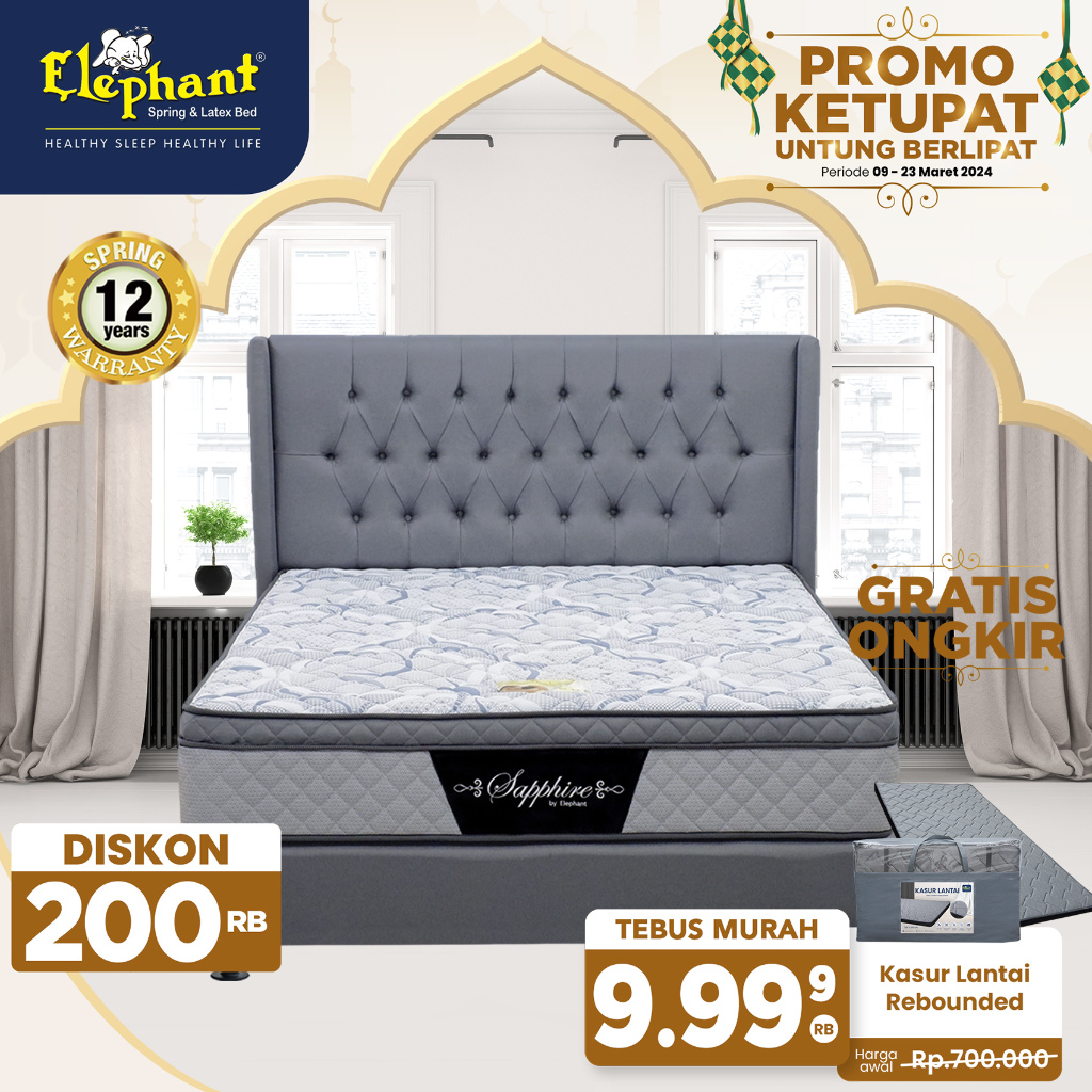 Jual Kasur Springbed Saphire Komplit Set by Elephant Springbed | Shopee ...