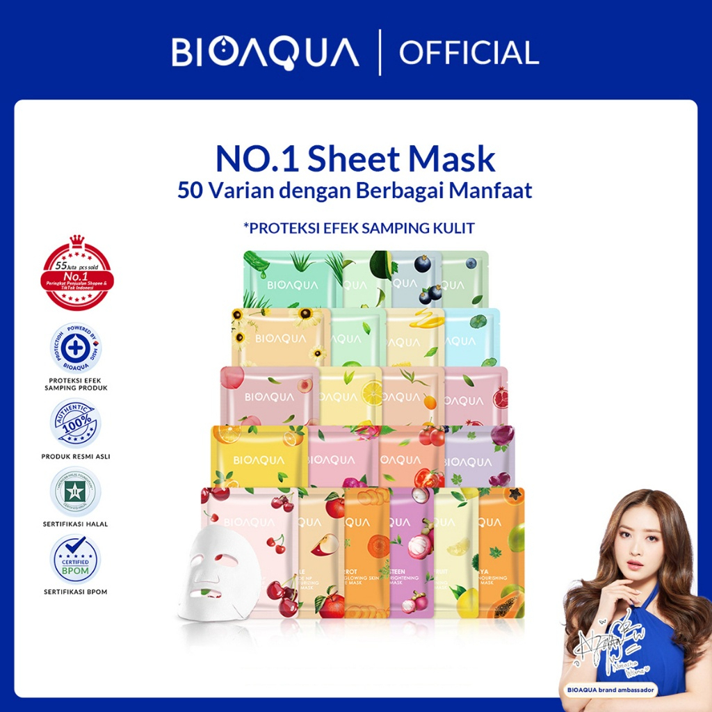 Jual BIOAQUA Sheet Mask Hydrating Essence Face Mask Brightening Moisturizing Skin Care Anti ...