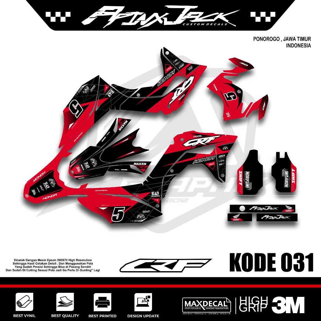 Jual Sticker decal CRF 150 L kode 031 /decal crf 150 supermoto keren ...