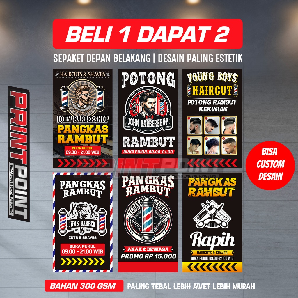 Jual (BELI 1 DAPAT 2) Spanduk Banner Berdiri Plang Pangkas Rambut ...