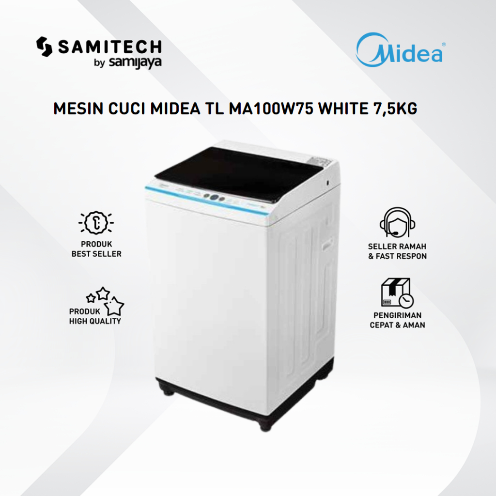 Jual MESIN CUCI MIDEA 1 TABUNG TOP LOADING MIDEA MA100W75 MA 100W75 7.5KG | Shopee Indonesia