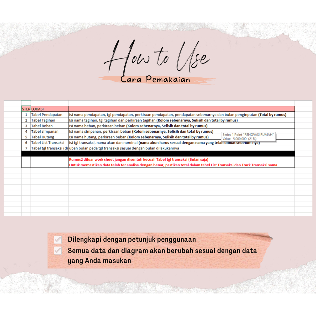 Jual Template Pembukuan Excel untuk Merencanakan Budget Bulanan dan ...