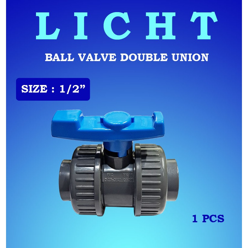 Jual LICHT Ball Valve Double Union Water Mur 1/2 | Shopee Indonesia
