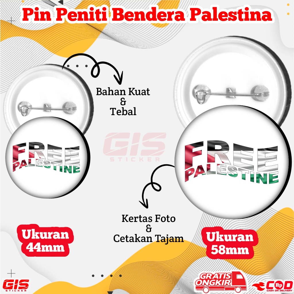 Jual Pin Peniti Tulisan Free Palestine Pin Bros Bendera Palestina ...