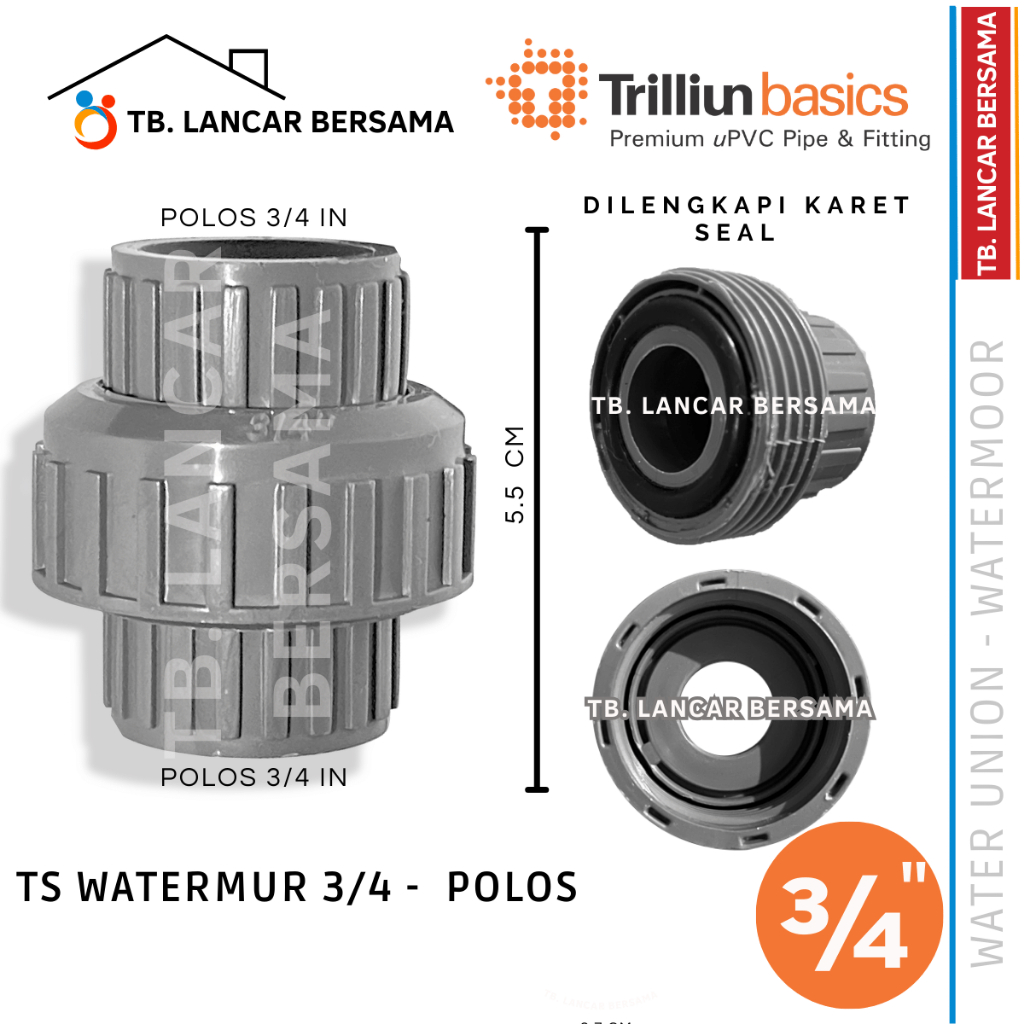 Jual WATERMUR 3/4 INCHI TRILLIUN TS - WATER UNION FITTING PVC | Shopee ...