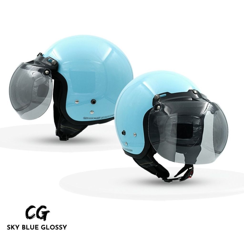 Jual Helm Bogo Retro Dewasa Wanita Pria Carglos Biru SNI Full Leher ...