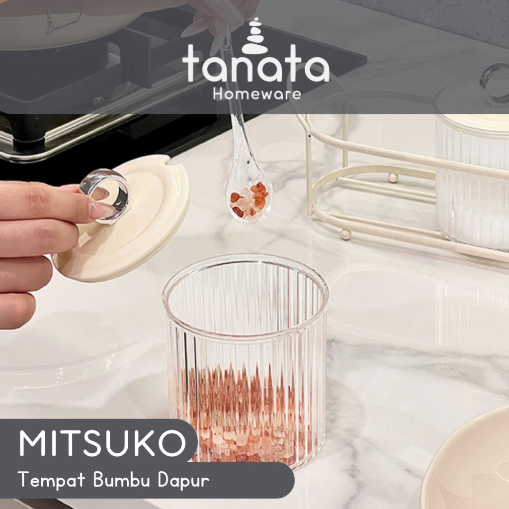 Jual TANATA - MITSUKO Wadah Bumbu Bersendok Wadah Kaca Garam Dan Lada ...
