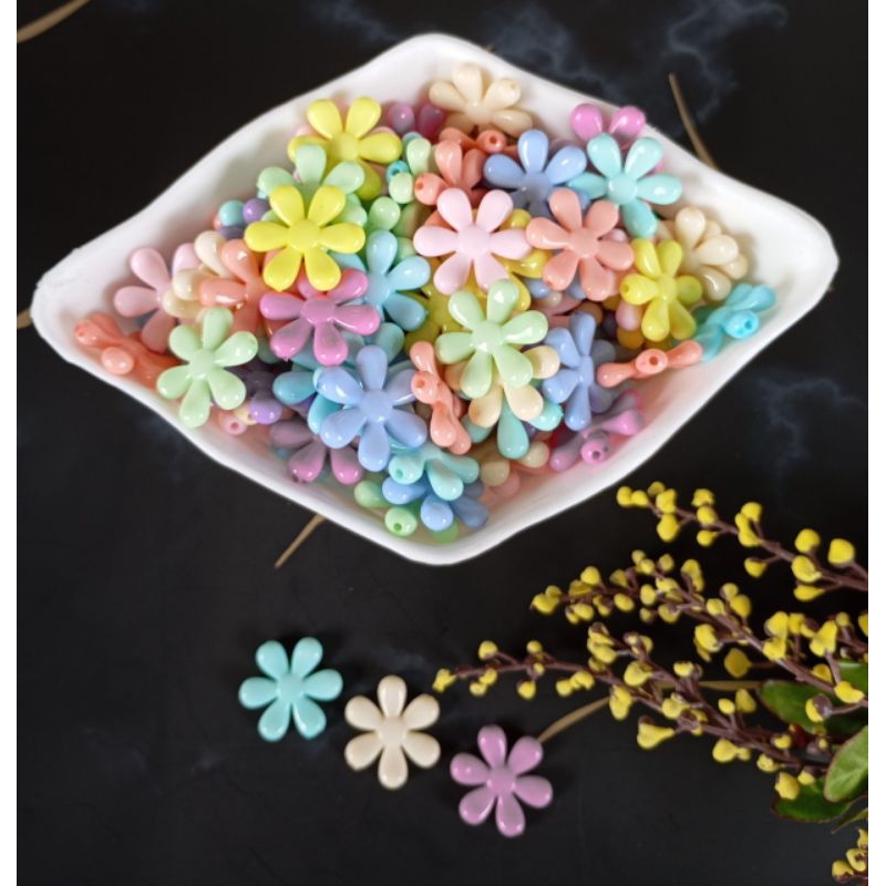 Jual Monte Bunga Pastel Manik Bunga Daisy Warna pastel Soft Manik Mote ...
