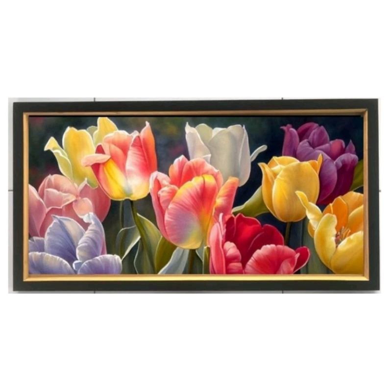 Jual Hiasan dinding cetak gambar plus bingkai bunga tulip indah ukuran ...