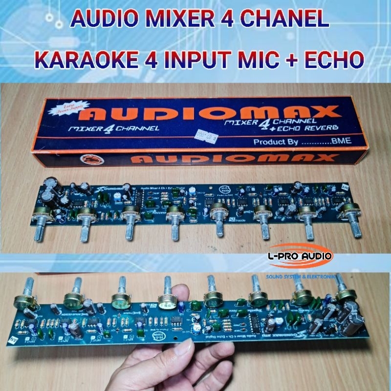 Jual Kit penguat mic mixer karaoke 4 chanel + echo AUDIOMAX | Shopee ...