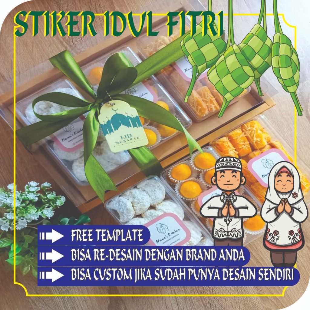 Jual Cetak Stiker Idul Fitri Stiker Hampers Idul Fitri Free Desain ...