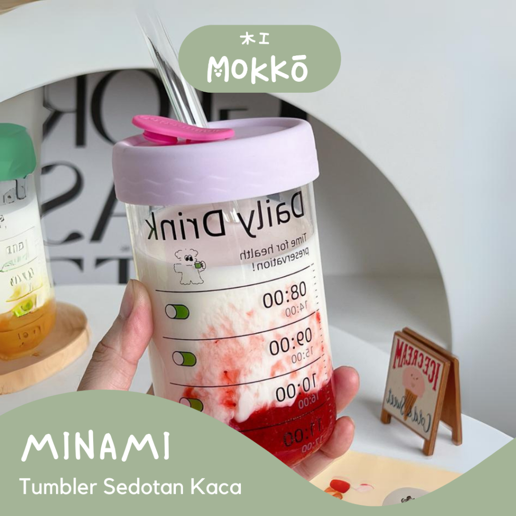 Jual MOKKO - MINAMI Tumblr Kaca Kopi Teh Estetika Water Bottle Infused ...