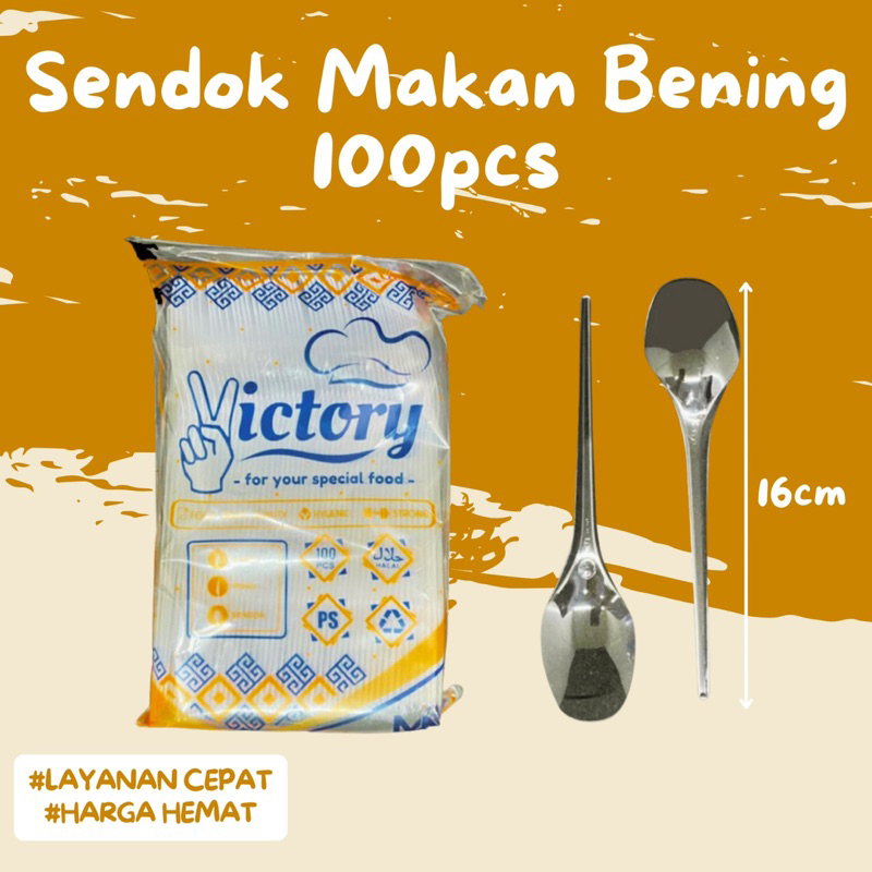 Jual Sendok Plastik Bening Isi 100 Pcs Sendok Makanan Plastik Victory ...