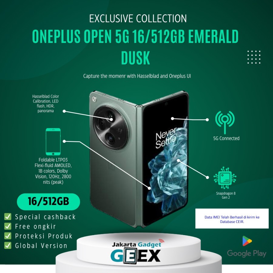 Jual Oneplus Open 5G 16GB 512GB Emerald Dusk Global Pajak resmi ...