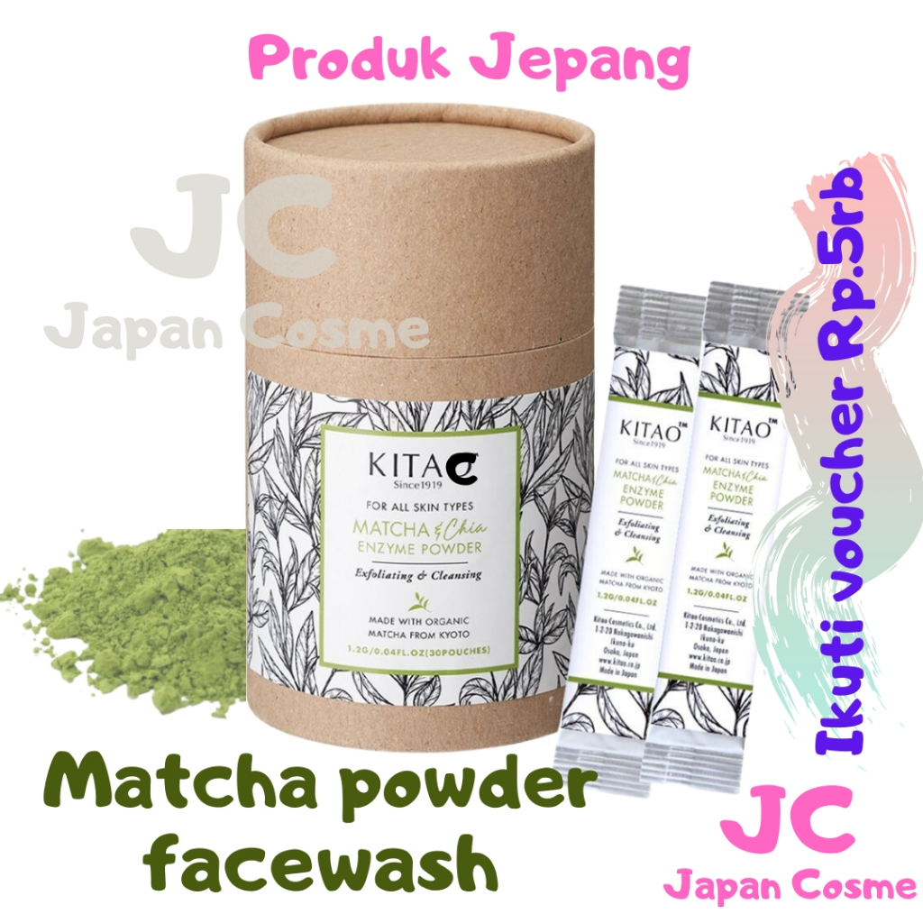 Jual 🇯🇵Japan Kitao matcha enzyme acne cleaning facewash powder 1.2g× ...