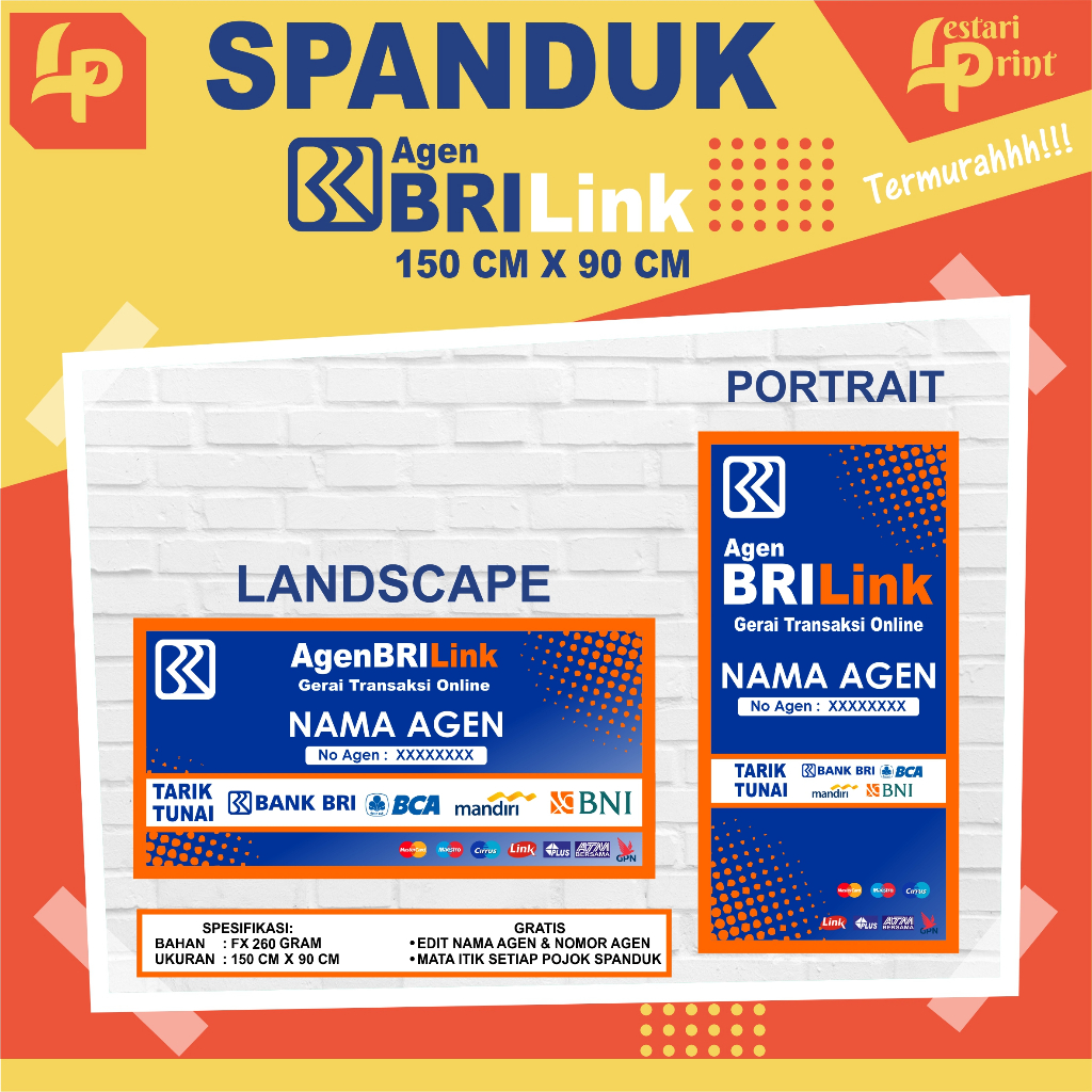 Jual SPANDUK BRILINK 150 CM X 90 CM / SPANDUK AGEN BRILINK / BANNER ...