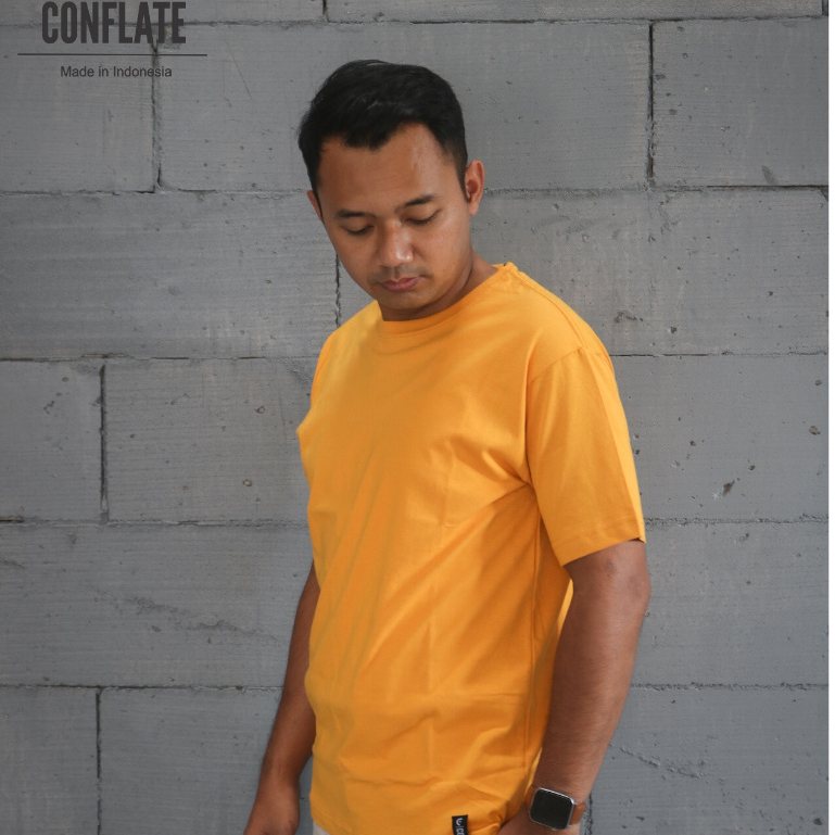 Jual Kaos Polos CONFLATE Mustard / CONFLATE Basic T-shirt Mustard / Kaos Polos Premium / Kaos ...