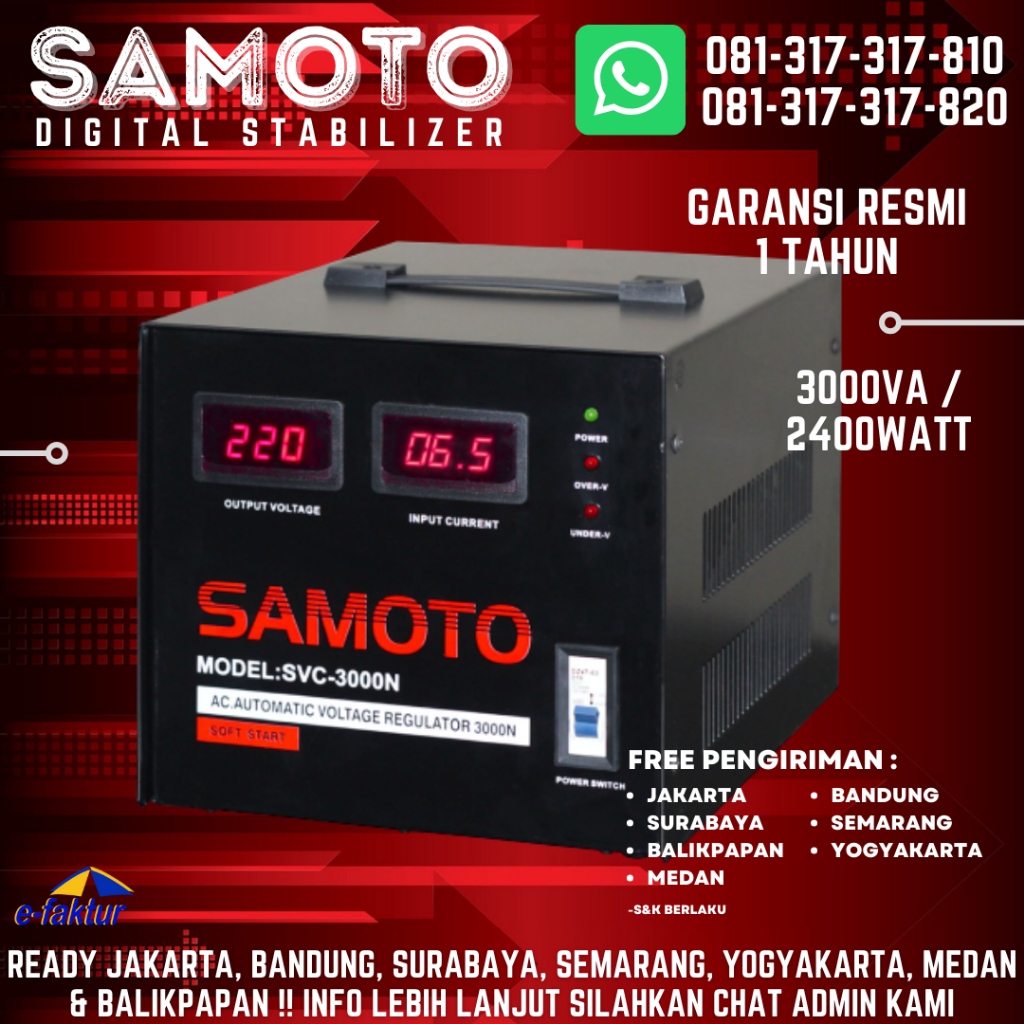 Jual STABILIZER SAMOTO 3000VA SERVO MOTOR | Shopee Indonesia