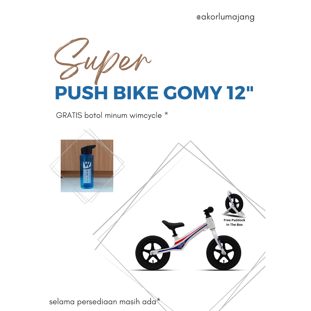 Jual push balance bike 12 inch wim cycle wimcycle gomy sepeda anak 2 ...