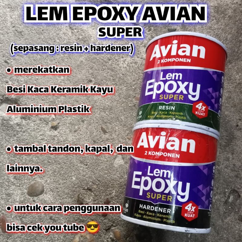 Jual LEM EPOXY AVIAN 2 komponen 170g Resin 170g Hardener lem menambal tandon kapal dan ...