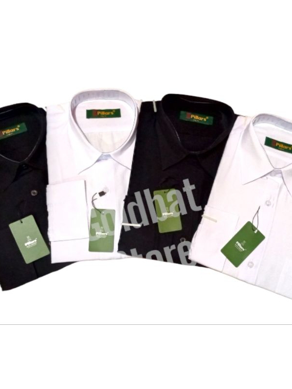 Jual Kemeja Hem Polos Pria Pillars Lengan Panjang Warna Hitam Putih ...