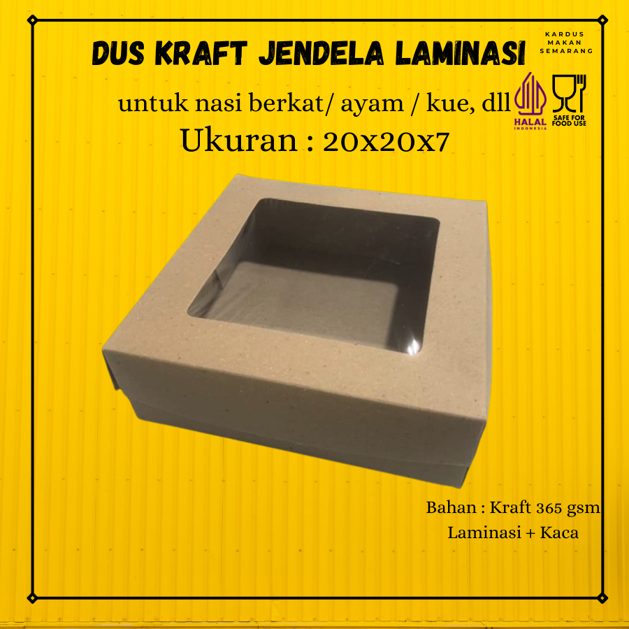 Jual Dus Kraft GS 20x20x7 365 gsm Jendela Laminasi / Dus Makan 20 x 20 ...