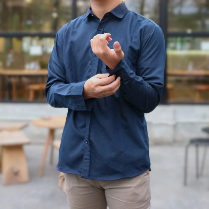 Jual Kemeja Polos Panjang Navy Grosir Pesanan By request Stimart amni ...