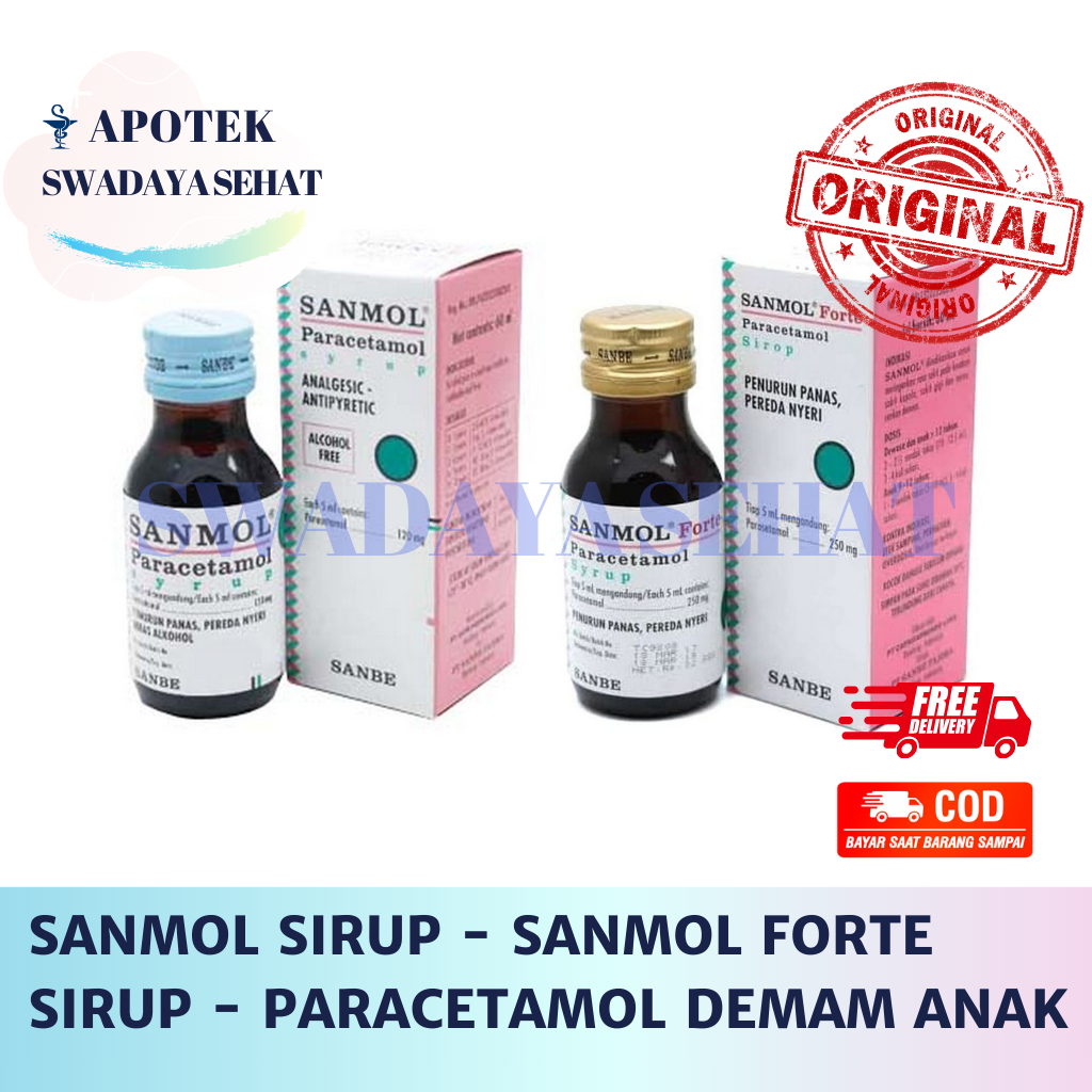 Jual SANMOL Sirup Dan Sanmol Forte Syrup 60 ML - Paracetamol Cair Obat Penurun Demam Anak Dewasa ...