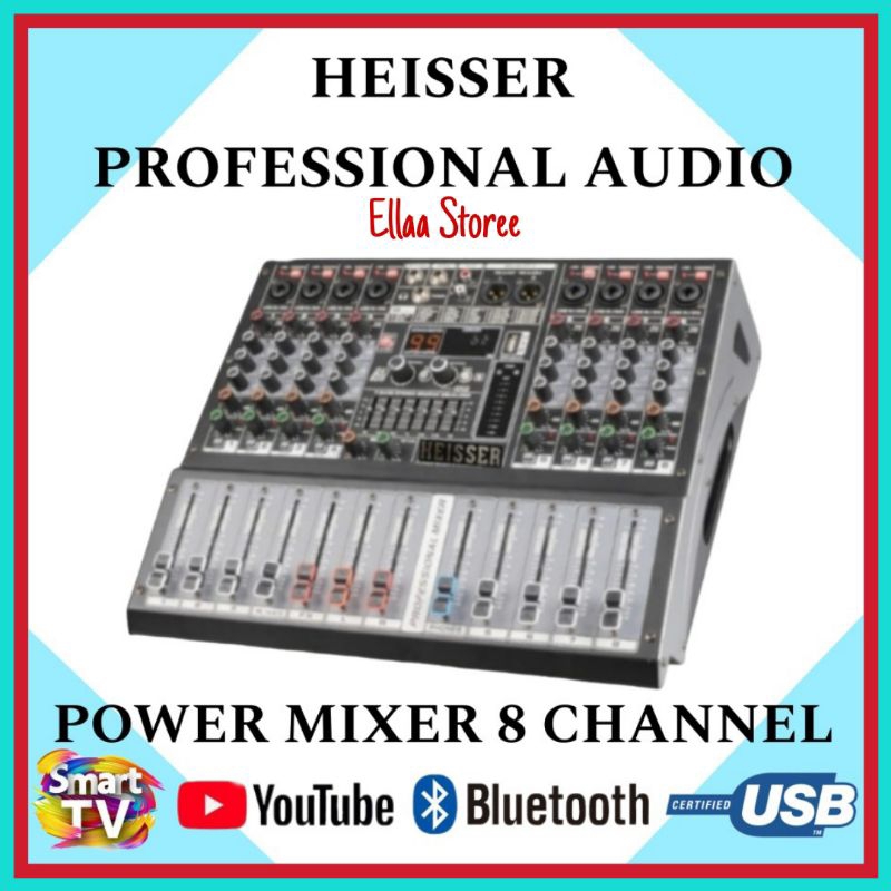 Jual Power Mixer HEISSER 8 Channel HS-8, Usb Bluetooth With Soundcard ...