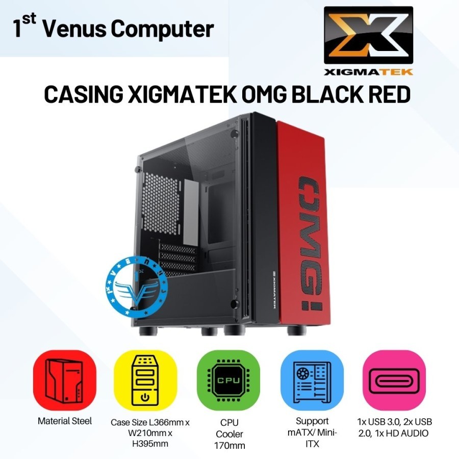 Jual CASING PC GAMING XIGMATEK OMG BLACK-RED / CASING CPU MICRO ATX ...