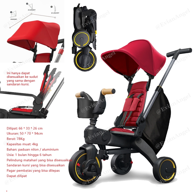 Jual Sepeda roda tiga lipat multifungsi dengan ukuran kabin portabel ...