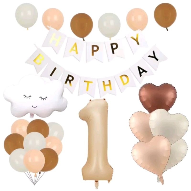 Jual PAKET BALON BANNER AWAN SLEEPY ANGKA CARAMEL | Shopee Indonesia