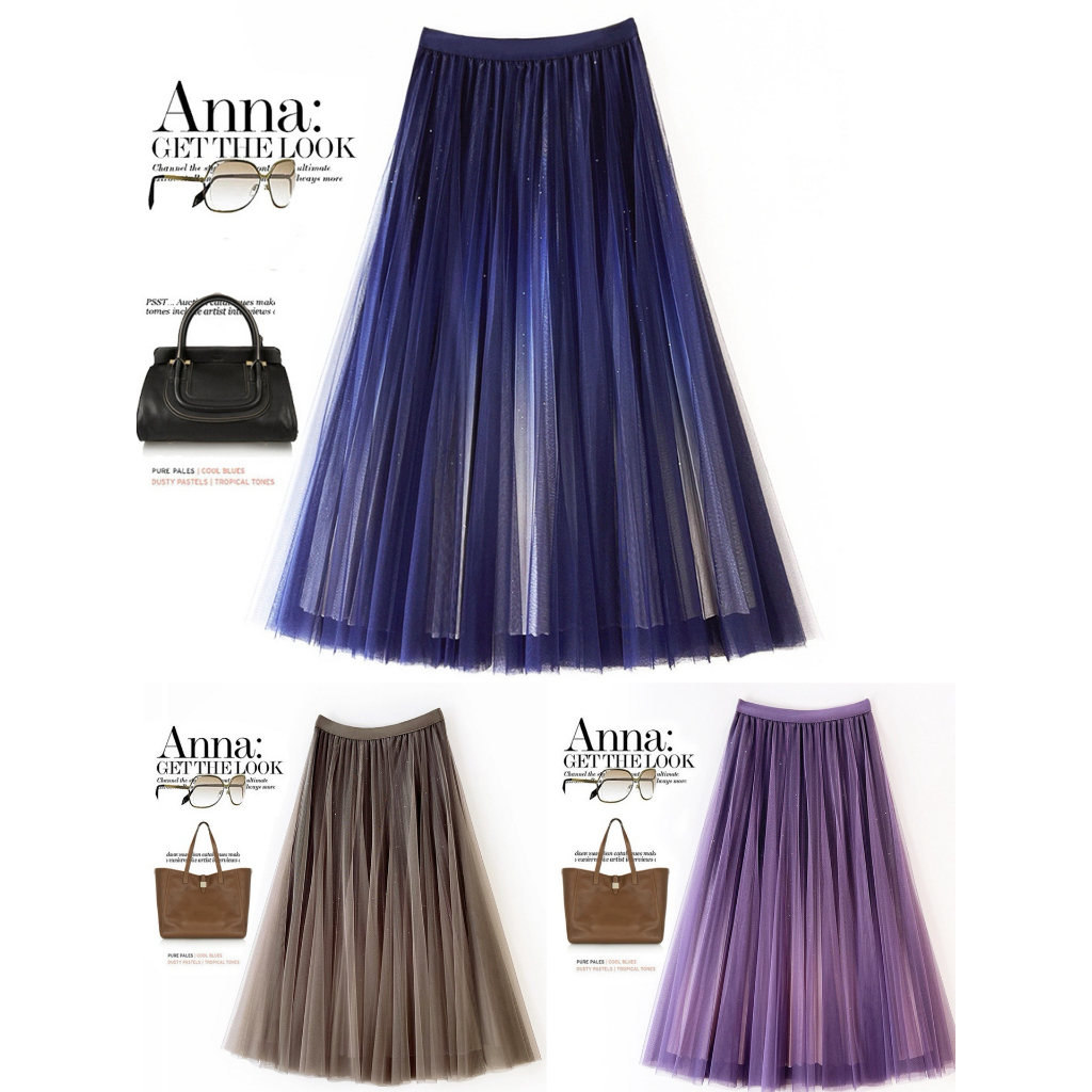 Jual Shimmer Rok Panjang Tutu Skirt With Gradient Sparkling Inner / Rok ...