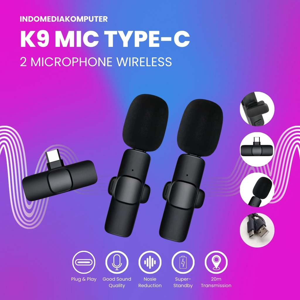 Jual Wireless Mic K9 Type C 2 Mic | Shopee Indonesia