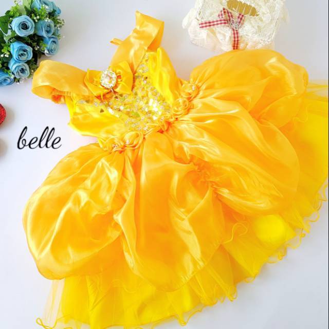 Jual Gaun Princess BELLE Kuning Anak Umur 3-10thn 115TK | Shopee Indonesia